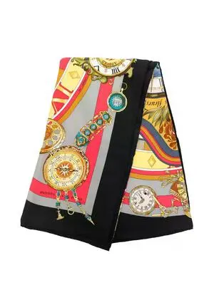 Hermès 2000-2015 Parmi Les Fleurs Je Compte Les Heures Silk Scarf 90 Scarves - Black