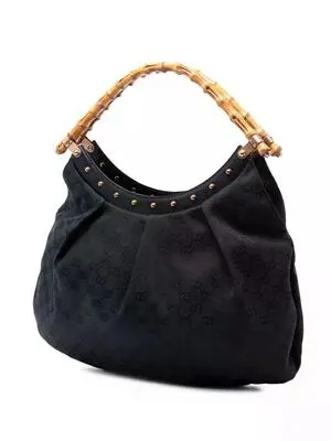 Gucci Gg Canvas Bamboo Studded Hobo Bag