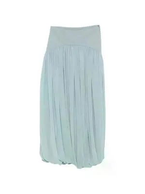 ABADIA Suri Pleated Midi Skirt - Blue