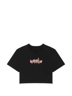Givenchy Floral-print Cropped T-shirt - Black