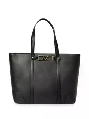 Emporio Armani Logo Plaque Tote Bag - Black