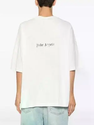 Palm Angels Graphic-print Rhinestone-embellished T-shirt - Neutrals