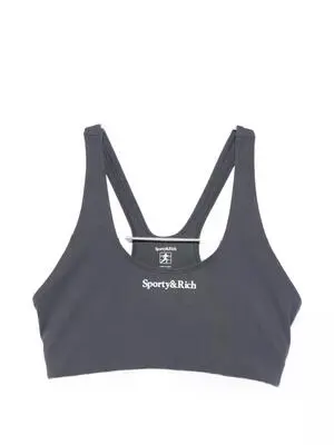 SPORTY & RICH Logo-print Racerback Sports Bra - Grey