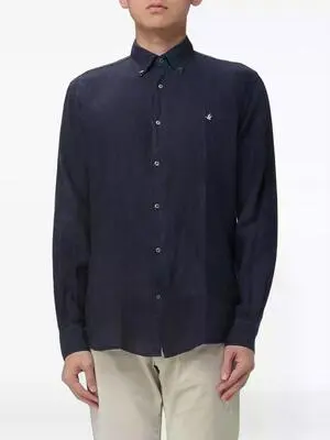 BROOKSFIELD Embroidered-logo Button-down Shirt - Blue