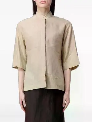 COLMAR Mandarin Collar Short Sleeve Shirt - Neutrals