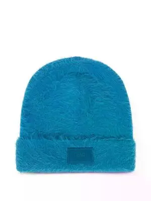Fendi Logo Patch Beanie Hat - Blue
