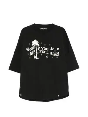 Palm Angels Graphic-print Drop-shoulder T-shirt - Black
