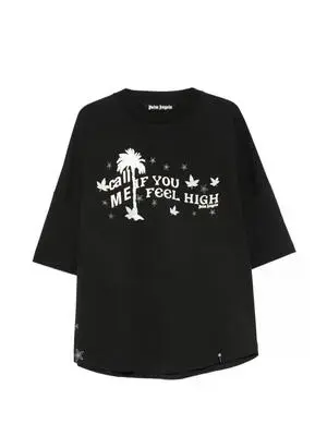 Palm Angels Graphic-print Drop-shoulder T-shirt - Black