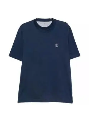 Brunello Cucinelli Logo-embroidered Crew-neck T-shirt - Blue