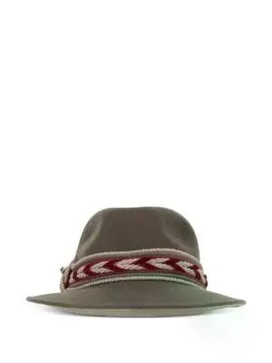 ALEXIA ALVAREZ DE TOLEDO Feather Brooch Wide-brim Hat - Green