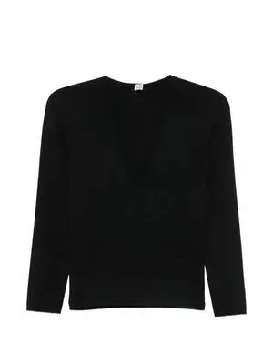 TOTEME V-neck Ribbed Sweater - Black