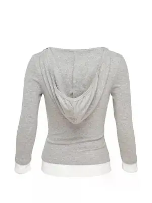 GLOWNY Layered Contrast Hoodie - Grey