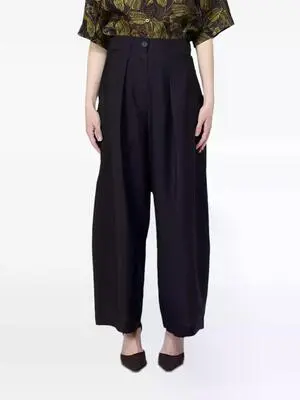 TELA Pleated Twill Palazzo Pants - Black