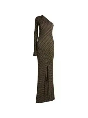 Etro Ribbed Long Dress With Micro Diamond Motif