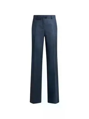 Etro Wool Jacquard Paisley Trousers - Blue