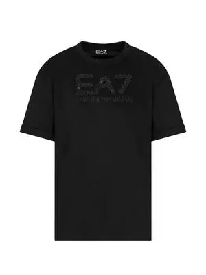 EA7 Sequin Embellished Logo T-shirt - Black