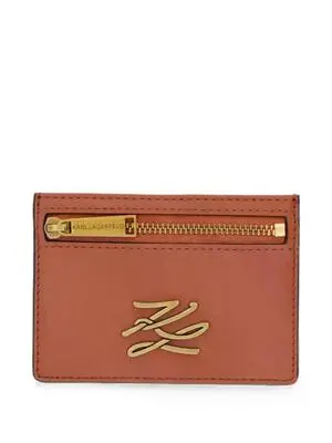 Karl Lagerfeld K/autograph Logo-plaque Zip-pocket Leather Cardholder - Brown
