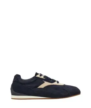 FERRAGAMO Suede Low Top Sneakers With Gathered Detail - Blue
