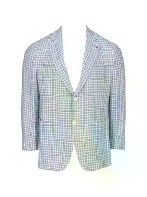 Isaia Gingham-check Single-breasted Blazer - Blue