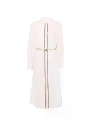 Fabiana Filippi Belted Contrast-trim Midi Dress - Pink