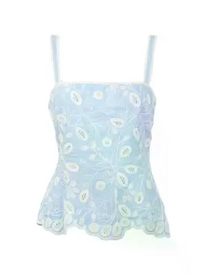 Simkhai Mckenna Embroidered Tank Top - Blue