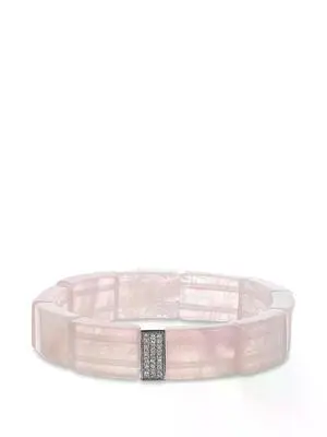 SYDNEY EVAN Rose Quartz And Diamond Pavé Bracelet - Silver