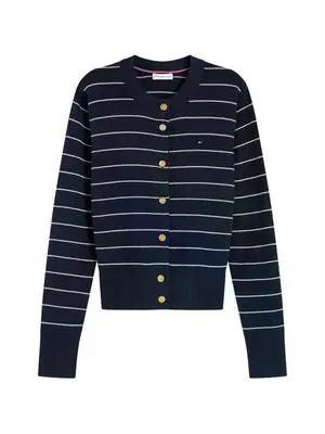 Tommy Hilfiger Striped Button-front Cardigan - Blue