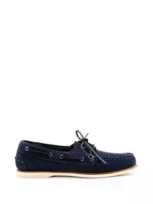BERWICK 1707 Suede Lace-up Boat Shoes - Blue