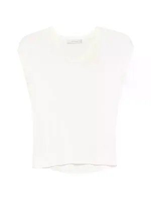IVORY PARIS Mia Scoop-neck Cap-sleeve T-shirt - Neutrals