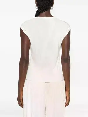 IVORY PARIS Mia Scoop-neck Cap-sleeve T-shirt - Neutrals