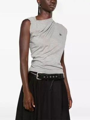 VIVIENNE WESTWOOD Embroidered Draped T-shirt - Grey