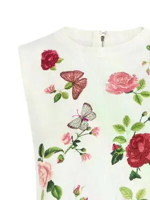Alice + Olivia Reva Floral-embroidered Knitted Vest