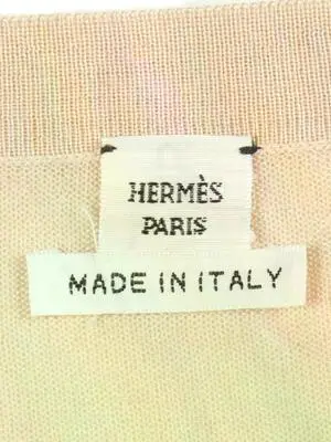 Hermès Beige V-neck Cardigan With Logo Embroidery
