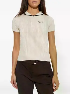 Valentino Garavani Logo Embroidered Cable-knit Top