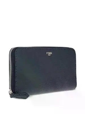 Fendi Selleria Zip-around Pebbled Wallet