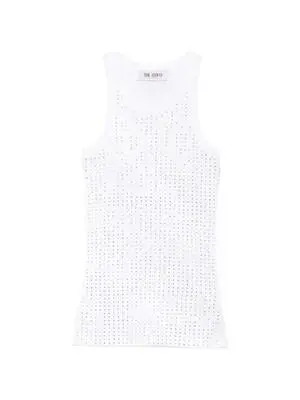 Attico Rhinestone Embellished Racerback Tank Top
