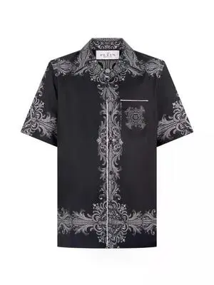 Philipp Plein Baroque-print Bowling Shirt - Black