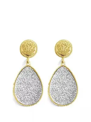 HZMER JEWELLERY Shakti Teardrop Pendant Earrings - Gold