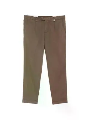 MYTHS Pleated Turn-up Trousers - Brown