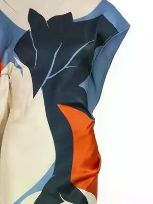 Victoria Beckham Abstract Print Draped Midi Dress - Neutrals