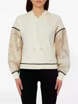 Liu Jo Floral Jacquard Panelled Hoodie - White