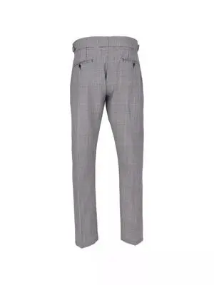 Isaia Prince Of Wales Check Tailored Trousers - Grey