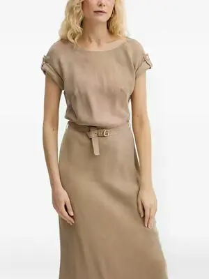 Guess Belted Button-detail Midi Dress