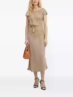 Guess Belted Button-detail Midi Dress