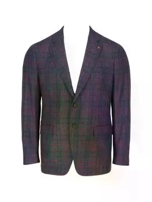 Isaia Check-pattern Notched-lapel Blazer - Red