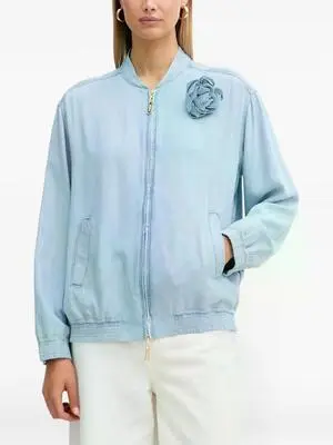 BLUGIRL Floral Appliqué Denim Jacket - Blue