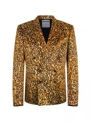 Moschino Leopard-print Double-breasted Blazer - Yellow