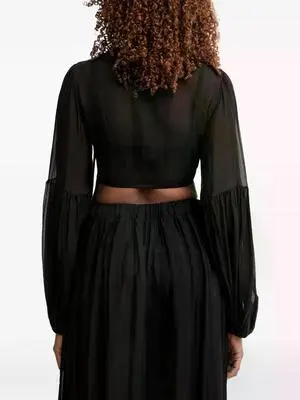 HAVEONE Tie-front Balloon-sleeve Blouse