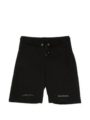THROWBACK. Logo-embroidered Drawstring Shorts - Black