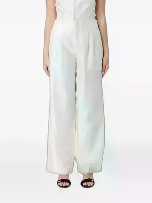 Staud Pierre Wide-leg Trousers In Light Beige Satin - Neutrals